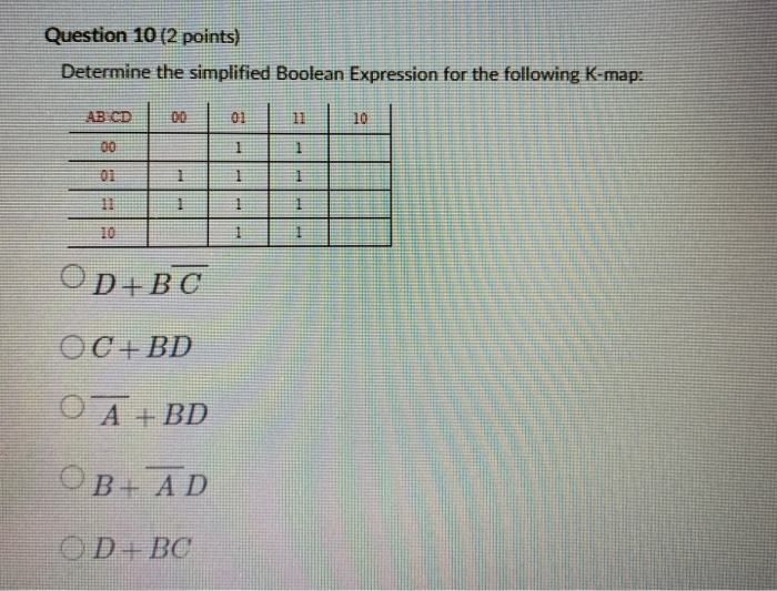 Solved Question 10 (2 points) Determine the simplified | Chegg.com
