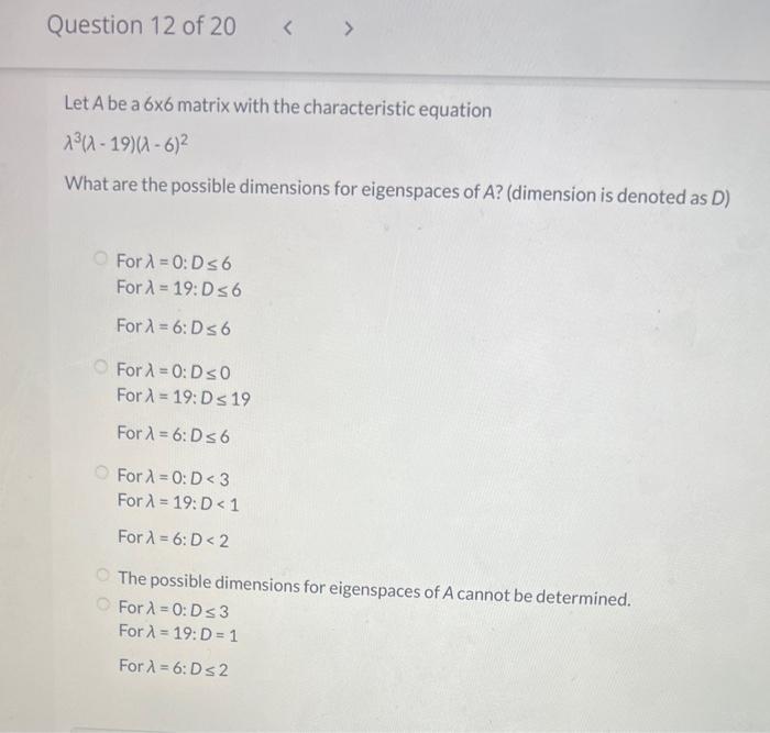 Solved Let A be a 6×6 matrix with the characteristic | Chegg.com