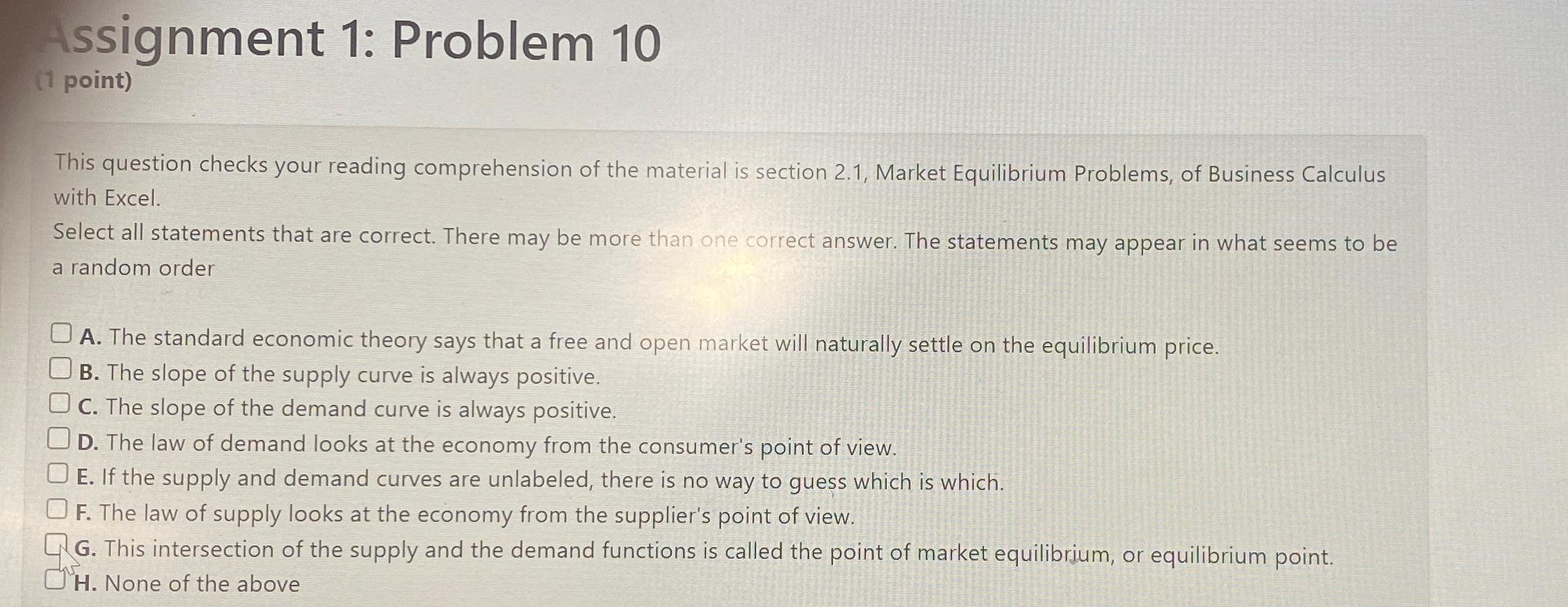 Solved ssignment 1: Problem 10(1 ﻿point)This question checks | Chegg.com