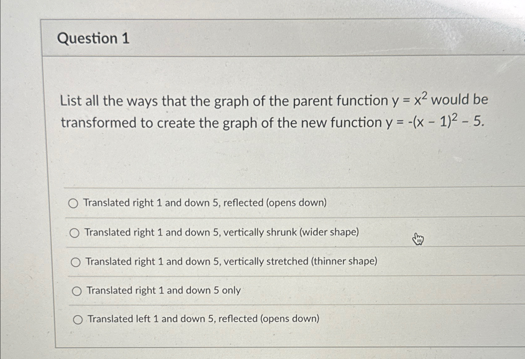 Solved Question 1List all the ways that the graph of the | Chegg.com
