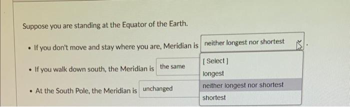 Solved Suppose you are standing at the Equator of the Earth. | Chegg.com