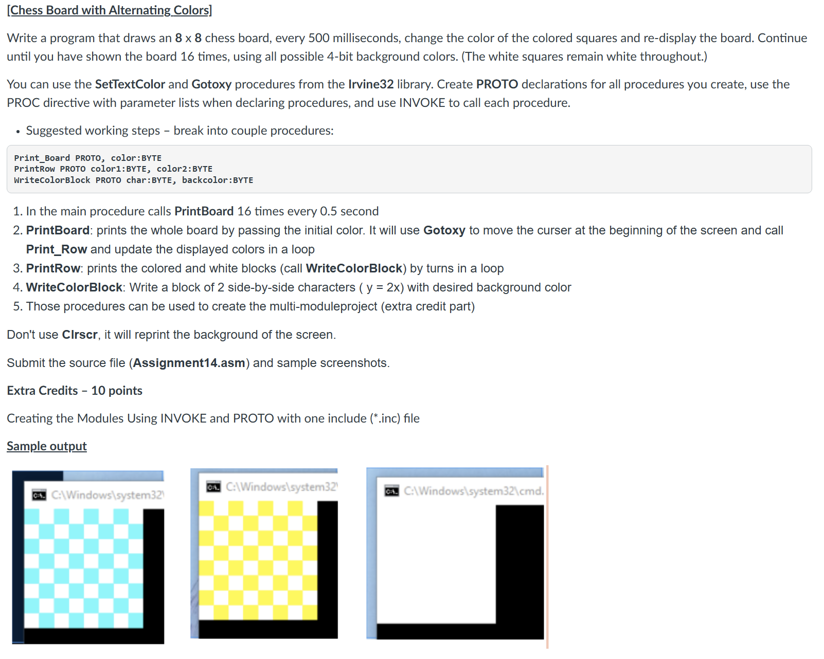 Solved [Chess Board with Alternating_Colors]Write a program | Chegg.com