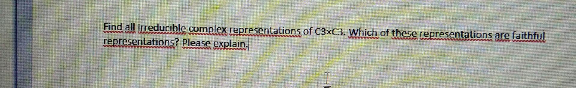 Solved Find All Irreducible Complex Representations Of