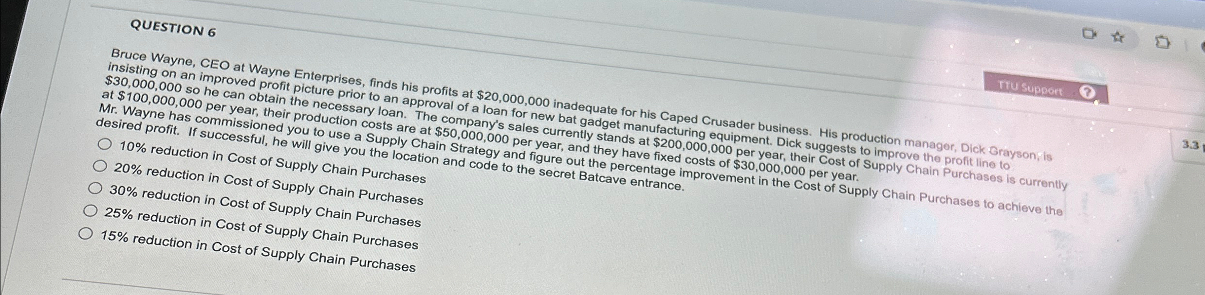 Solved QUESTION 6TrusuppertBruce Wayne, CEO at Wayne | Chegg.com