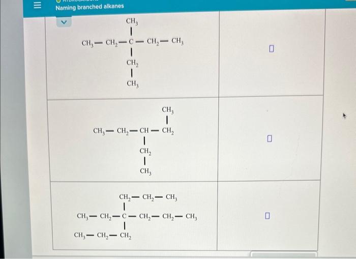 Solved Naming branched alkanes | Chegg.com