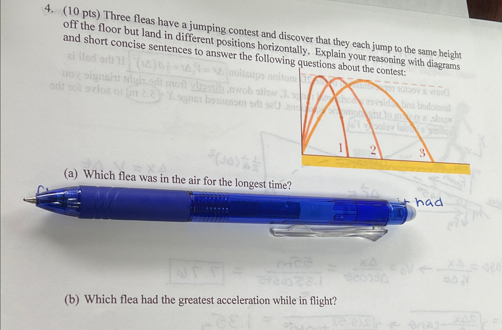 Solved Three fleas have a jumping contest and discover that | Chegg.com