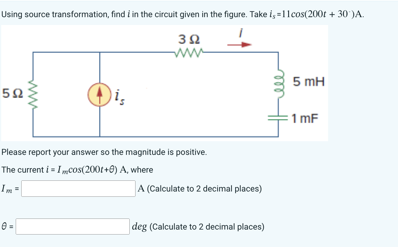 Solved Using source transformation, find i ﻿in the circuit | Chegg.com