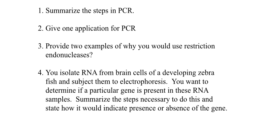 Solved Summarize the steps in PCR.Give one application for | Chegg.com