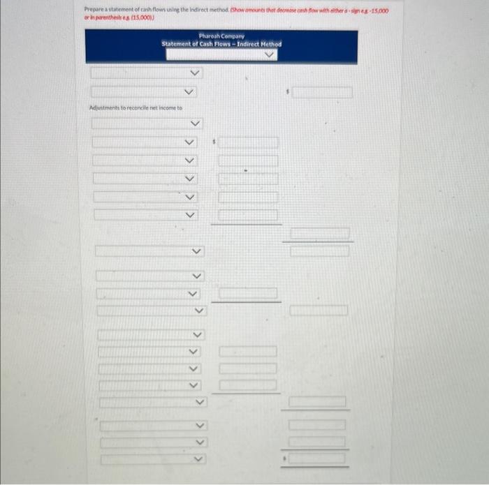 Solved statement of cash flows using indirect method. first | Chegg.com