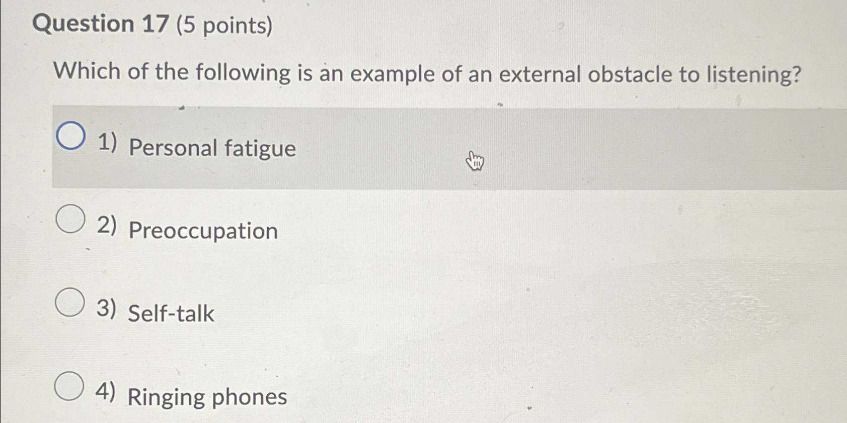 Solved Question 17 (5 ﻿points)Which of the following is an | Chegg.com