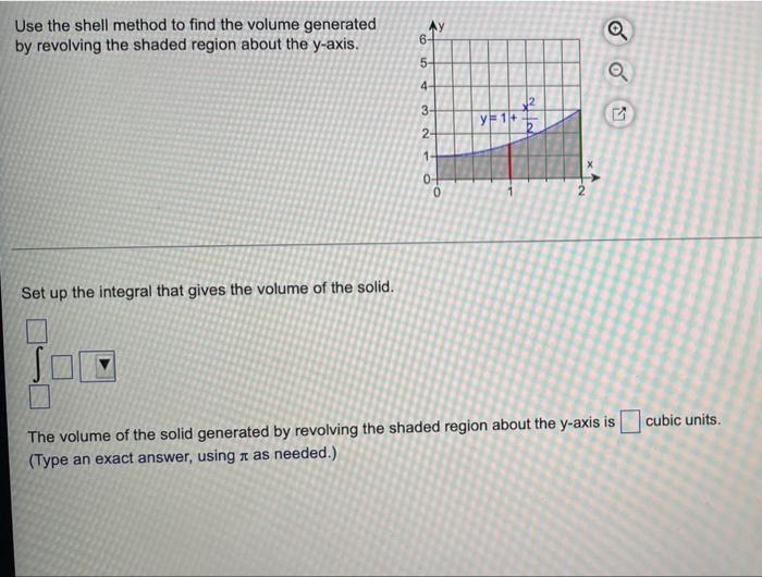 [Solved]: Use the shell method to find the volume generated