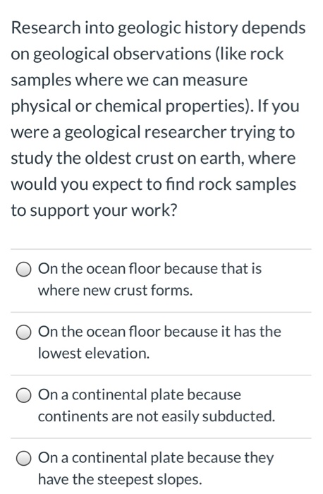 Solved Research Into Geologic History Depends On Geological Chegg