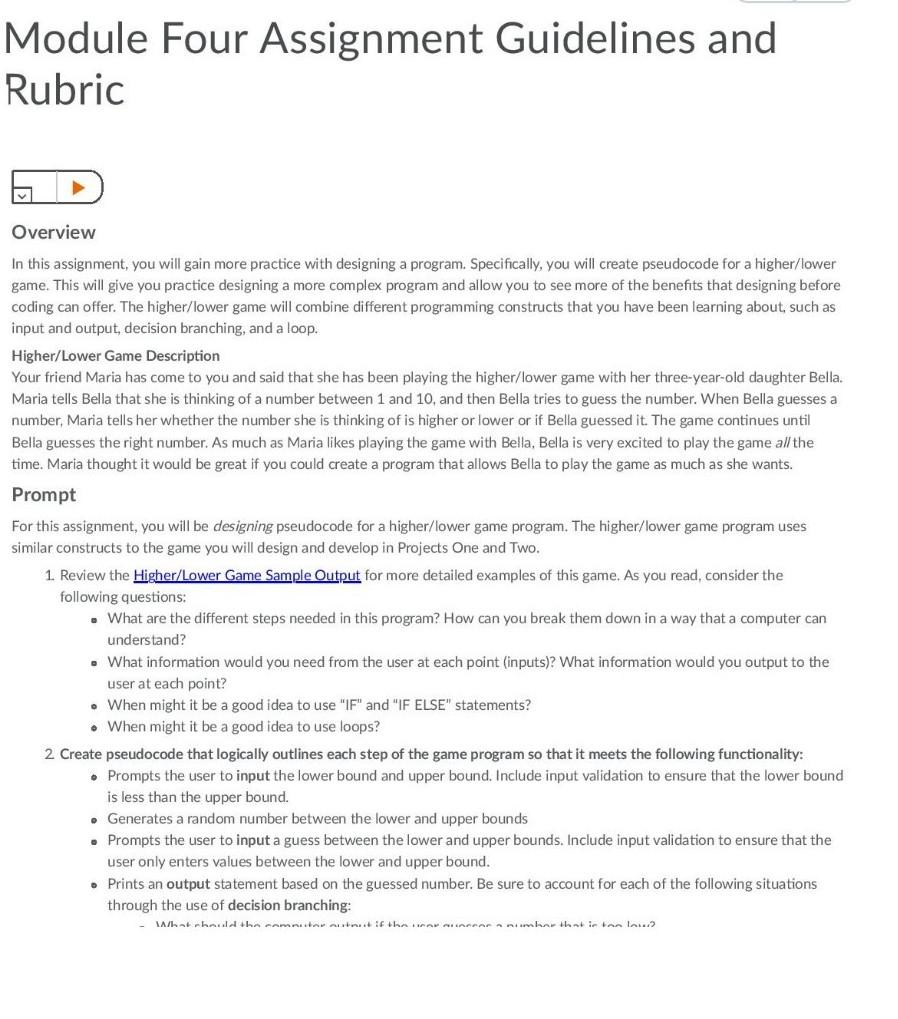 Solved Module Four Assignment Guidelines And Rubric Overview