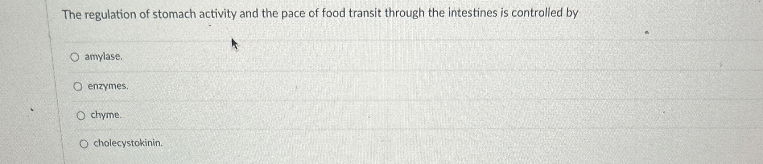 Solved The regulation of stomach activity and the pace of | Chegg.com