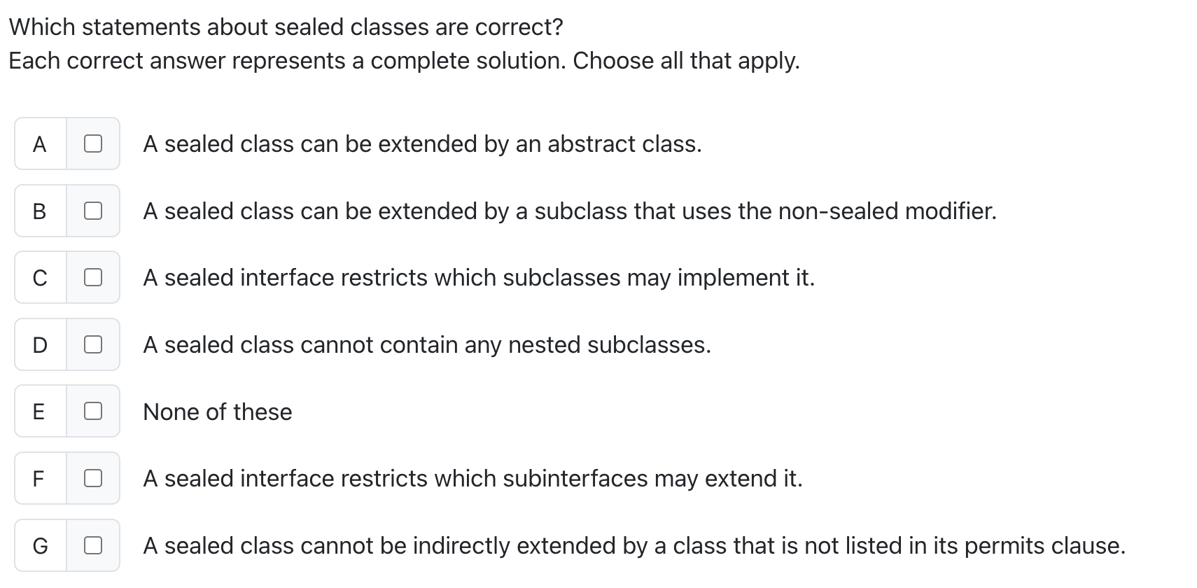 High Quality SOLUTION Which statements about sealed classes are | Chegg.com