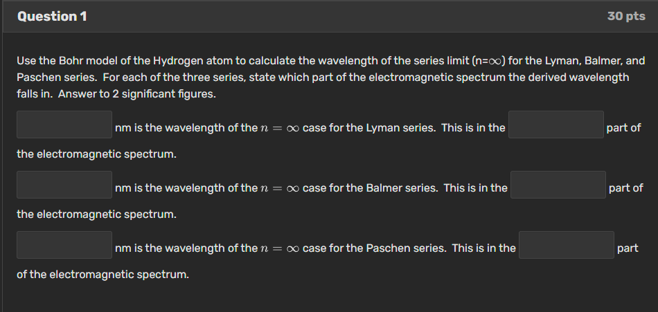 Solved Use the Bohr model of the Hydrogen atom to calculate | Chegg.com