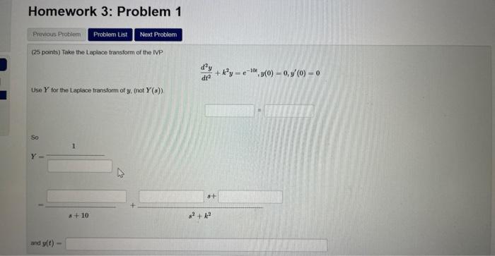 Solved (S5 points) Take the Lapince transform of the IVP | Chegg.com