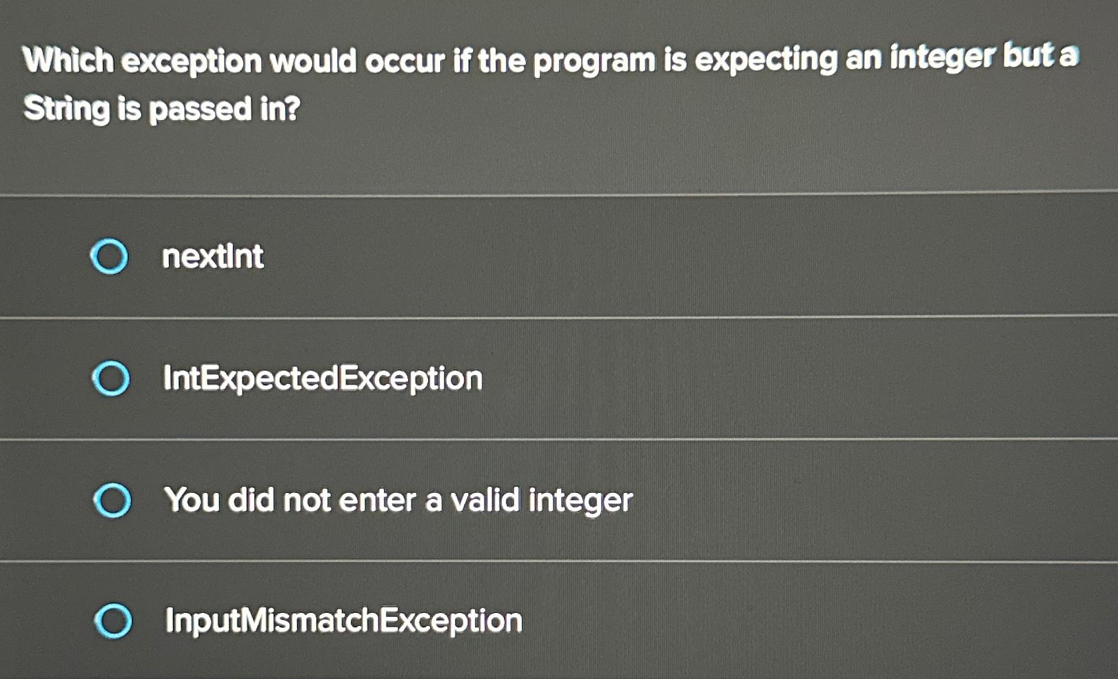 Solved Which exception would occur if the program is | Chegg.com
