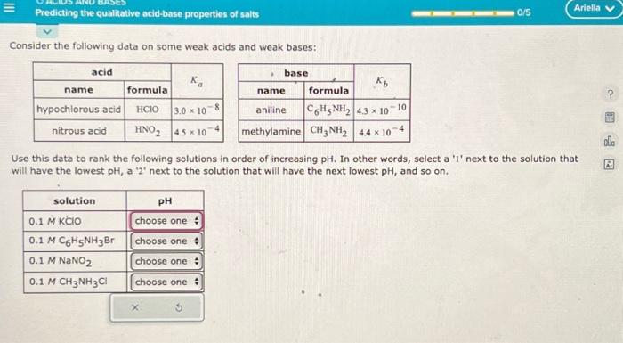 Solved Predicting the qualitative acid-base properties of | Chegg.com