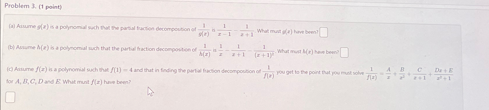 Solved Problem 3. (1 ﻿point)(a) ﻿Assume g(x) ﻿is a | Chegg.com