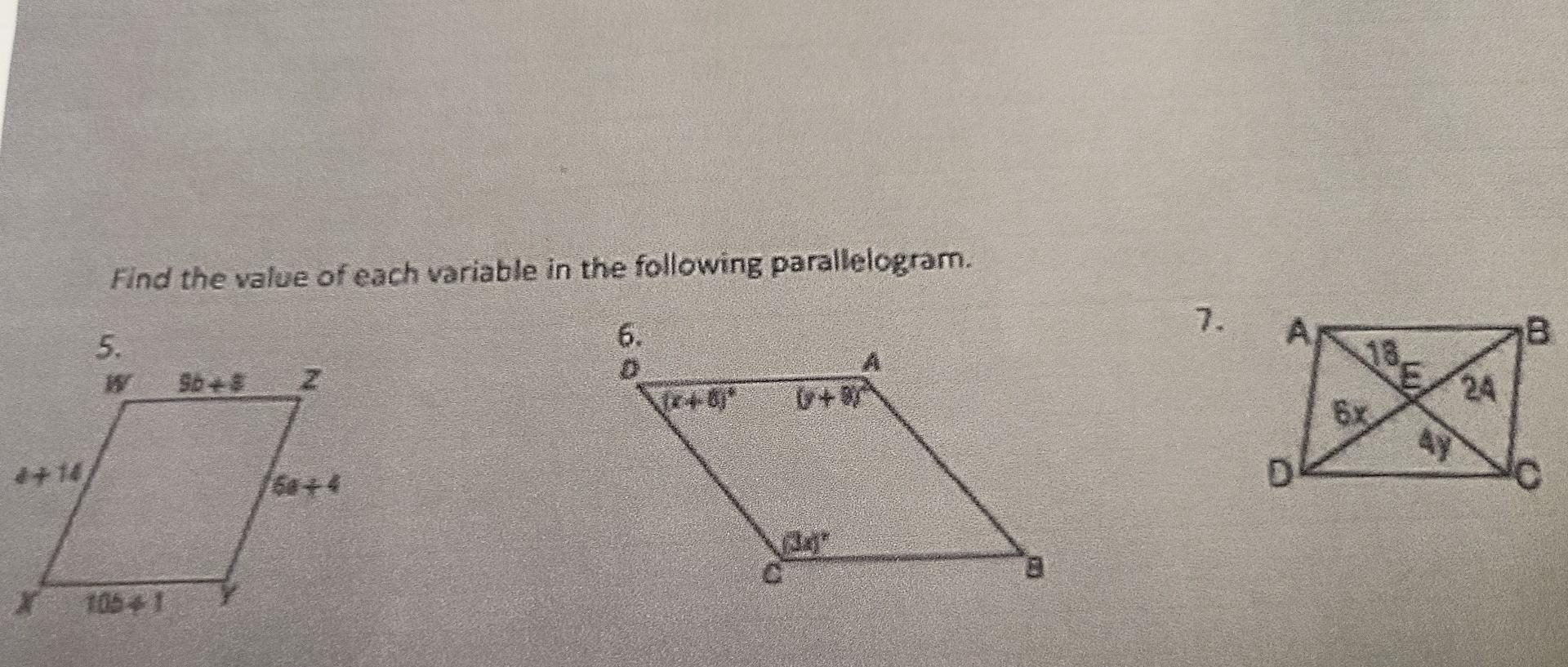Find The Value Of Each Variable In The Following