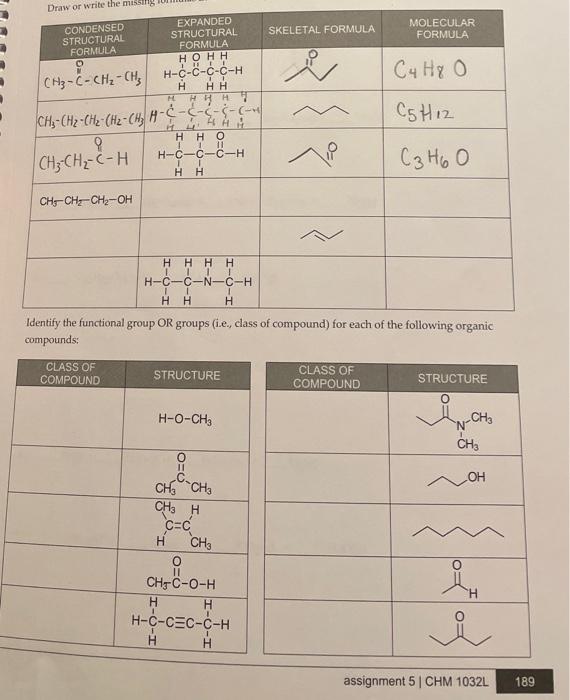Solved Identify The Functional Group Or Groups I E Class