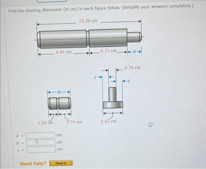 Solved Find the missing dimension (in cm ) in each figure | Chegg.com