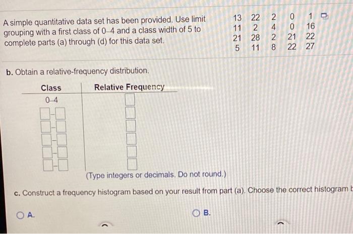 Solved A simple quantitative data set has been provided. Use | Chegg.com