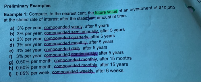Solved Preliminary Examples ompute, to the nearest cent, the | Chegg.com