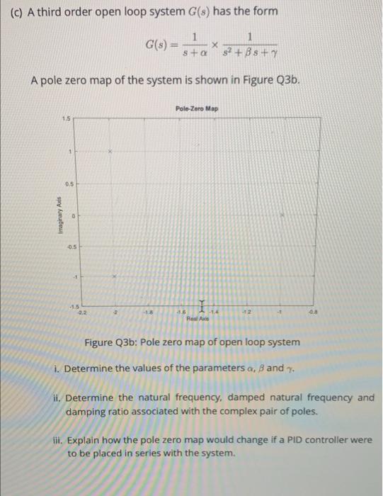 Solved (c) A third order open loop system G(s) has the form | Chegg.com