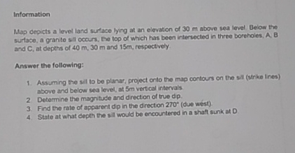 Solved InformationMap depicts a level land surface lying at | Chegg.com