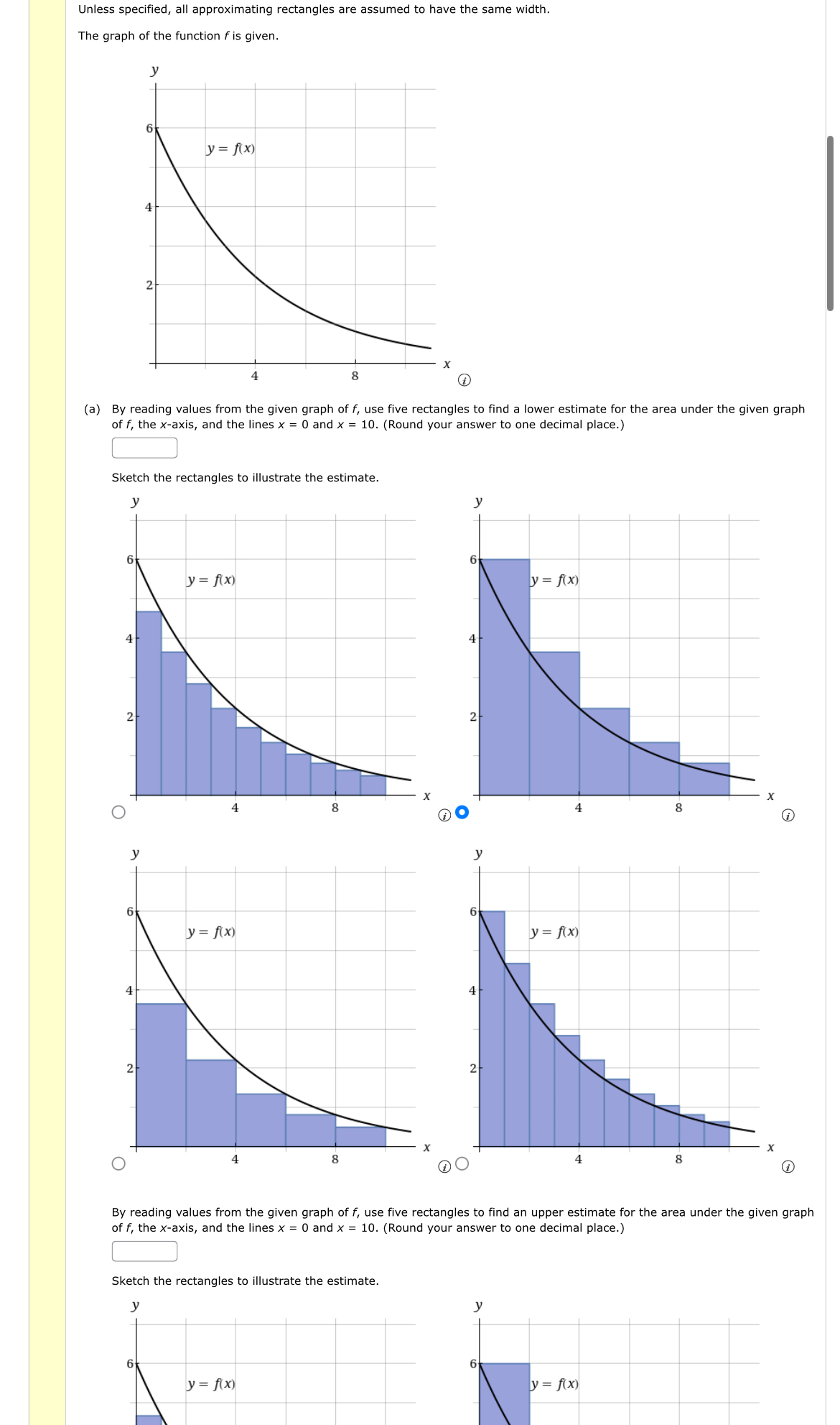 Solved Unless specified, all approximating rectangles are | Chegg.com