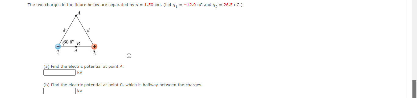 Solved The two charges in the figure below are separated by | Chegg.com