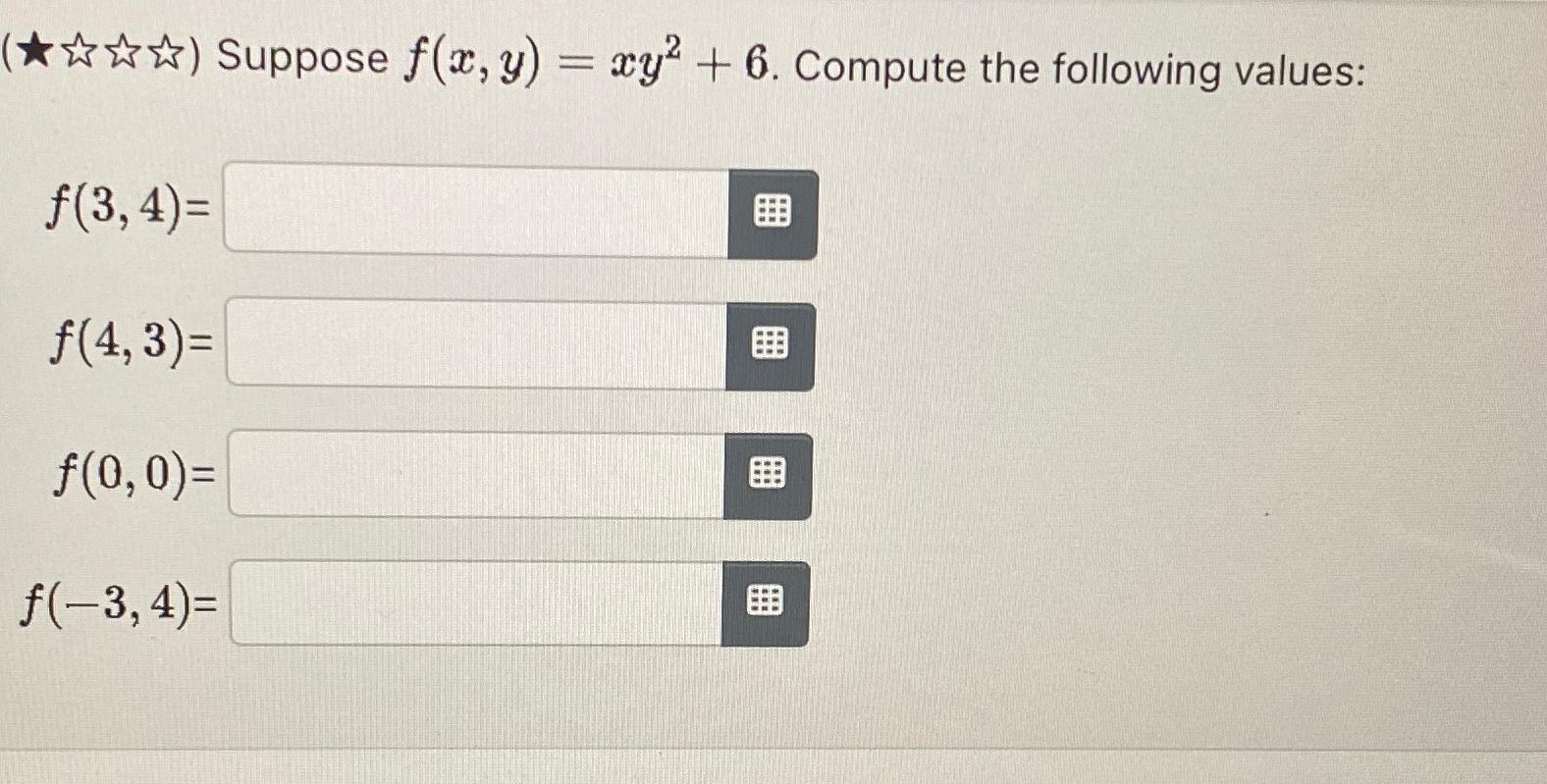 Solved f(3,4)=f(4,3)=f(0,0)=f(-3,4)= | Chegg.com
