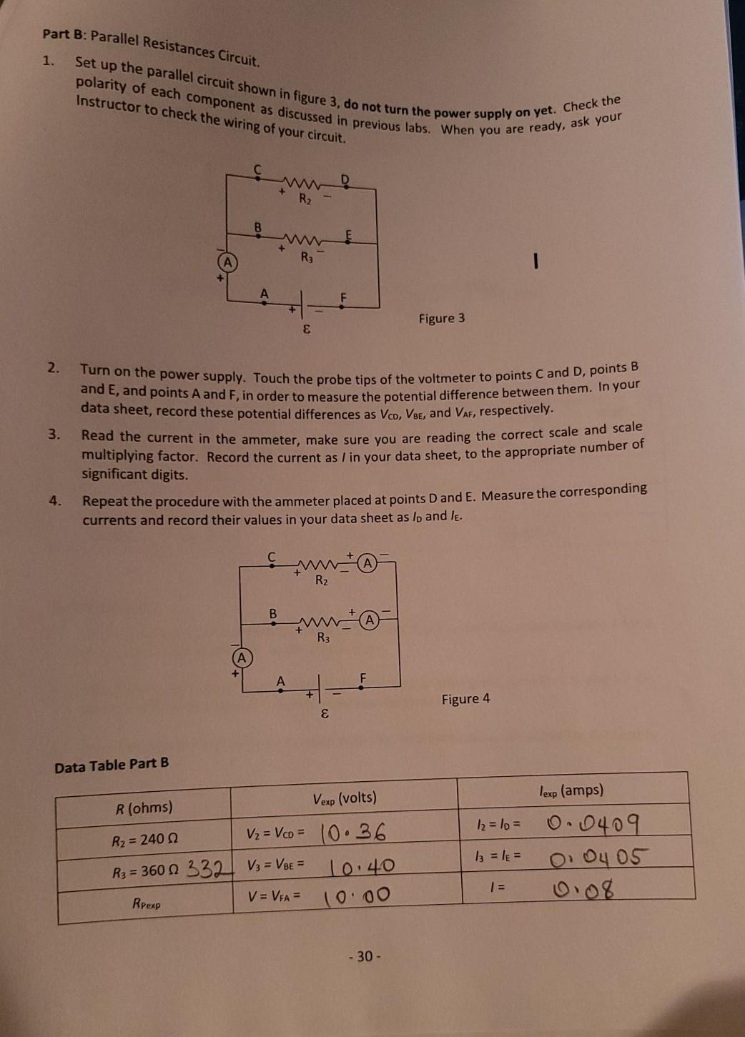 Solved part B: Parallel Resistances Circuit. 1. Set up the | Chegg.com