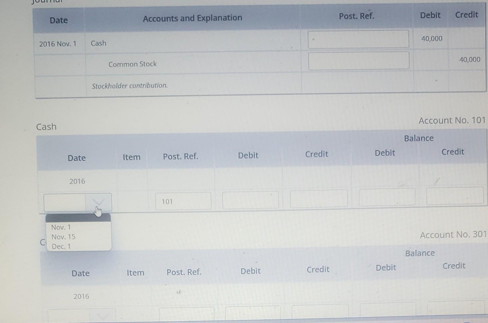 Solved Accounts and Explanation Post. Ref. Debit Date Credit | Chegg.com