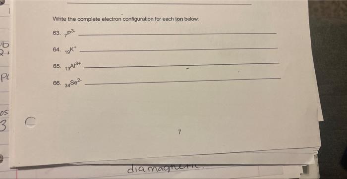 Solved Write the complete electron configuration for each | Chegg.com