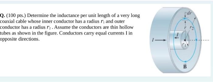 Solved Determine the inductance per unit length of a very | Chegg.com