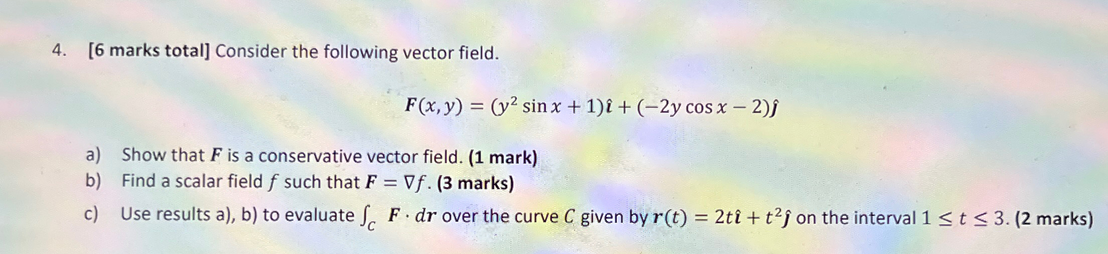 Solved [6 ﻿marks total] ﻿Consider the following vector | Chegg.com