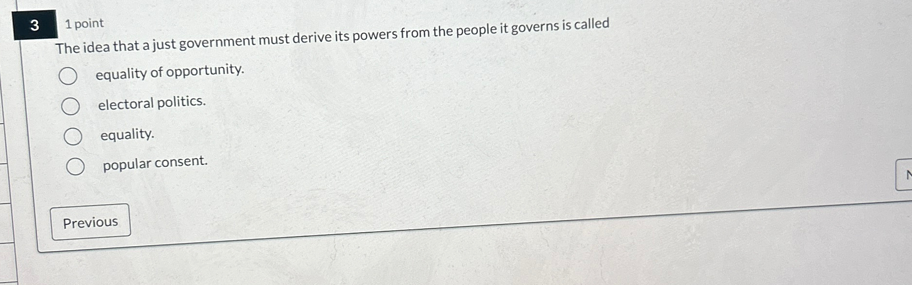 Solved 31 ﻿pointThe idea that a just government must derive | Chegg.com
