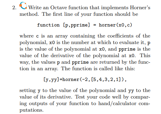 Solved Write An Octave Function That Implements