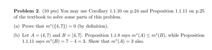 Solved Problem 2. (10 pts) You may use Corollary 1.1.10 on | Chegg.com
