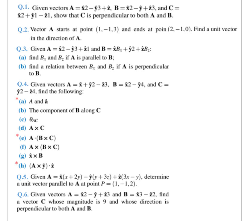 Solved Q.1. ﻿Given vectors | Chegg.com