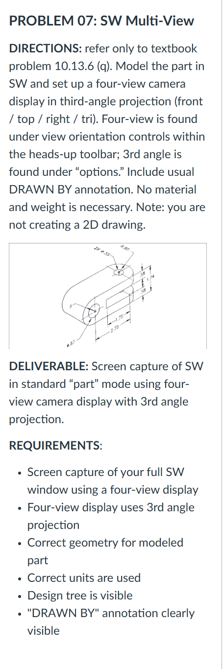Solved PROBLEM 07: SW Multi-View DIRECTIONS: refer only to | Chegg.com