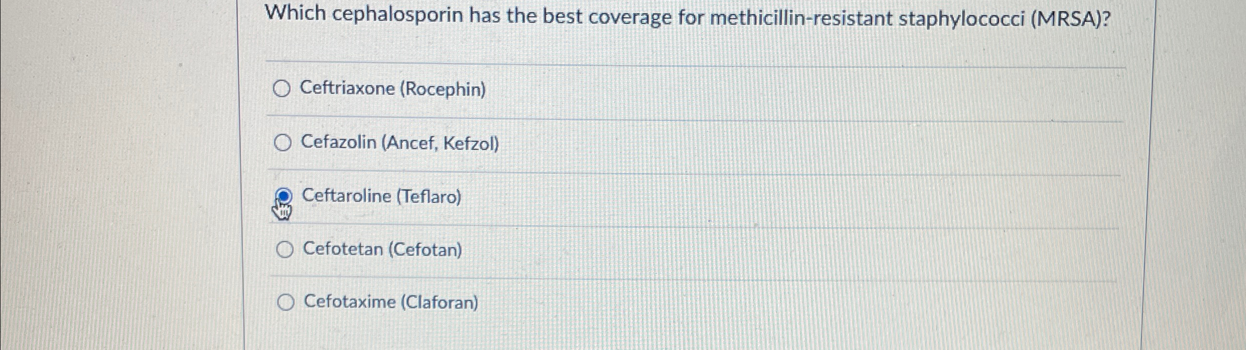 Solved Which cephalosporin has the best coverage for | Chegg.com