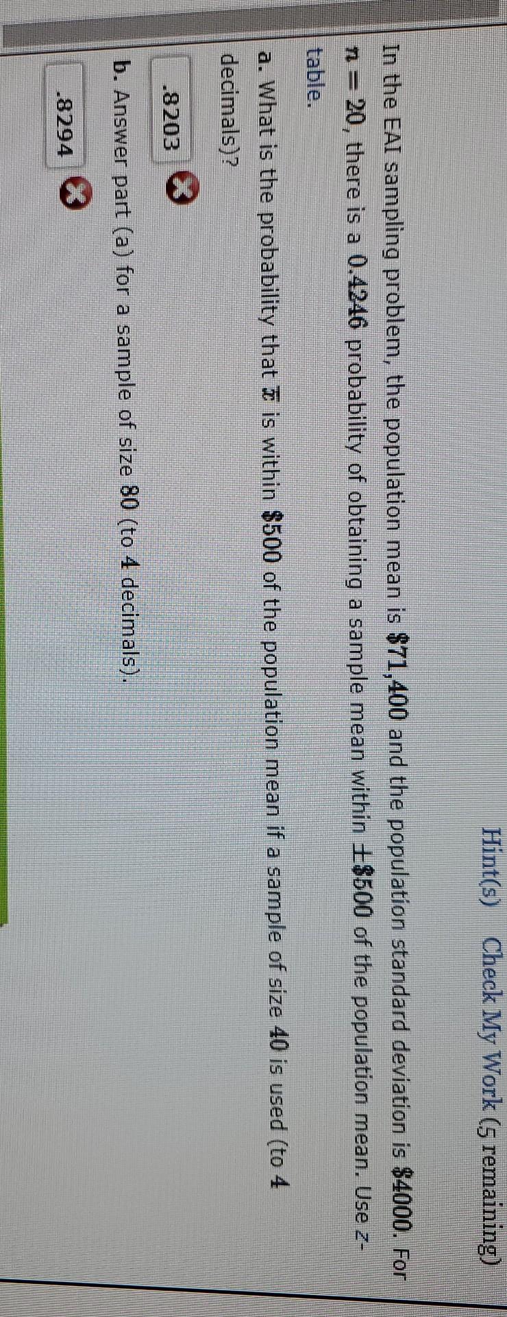 Solved Hint(s) Check My Work (5 remaining) In the EAI | Chegg.com