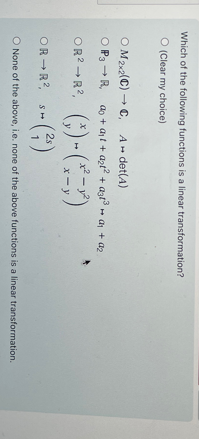 Solved Which of the following functions is a linear | Chegg.com