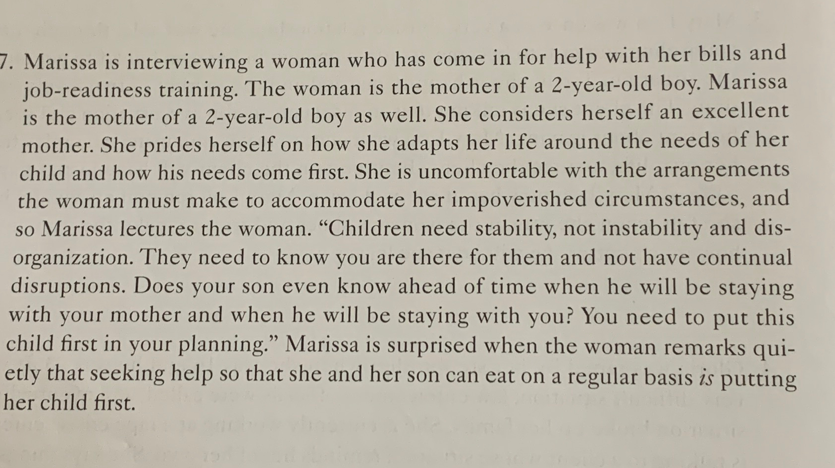 Solved Marissa is interviewing a woman who has come in for | Chegg.com
