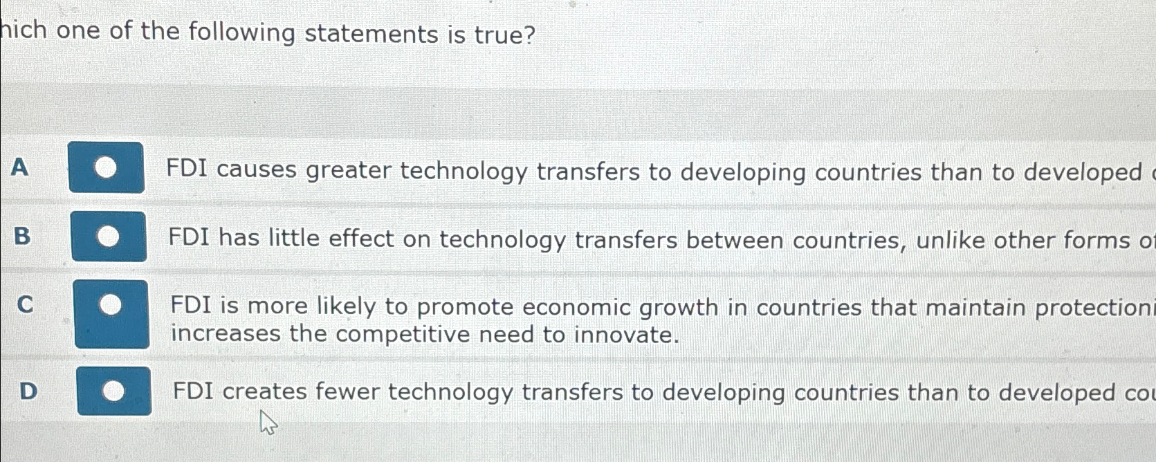 Solved hich one of the following statements is true?AFDI | Chegg.com