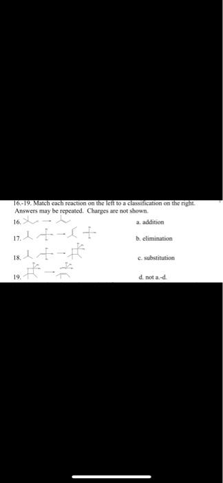 Solved 16.-19. Match each reaction on the left fo a | Chegg.com